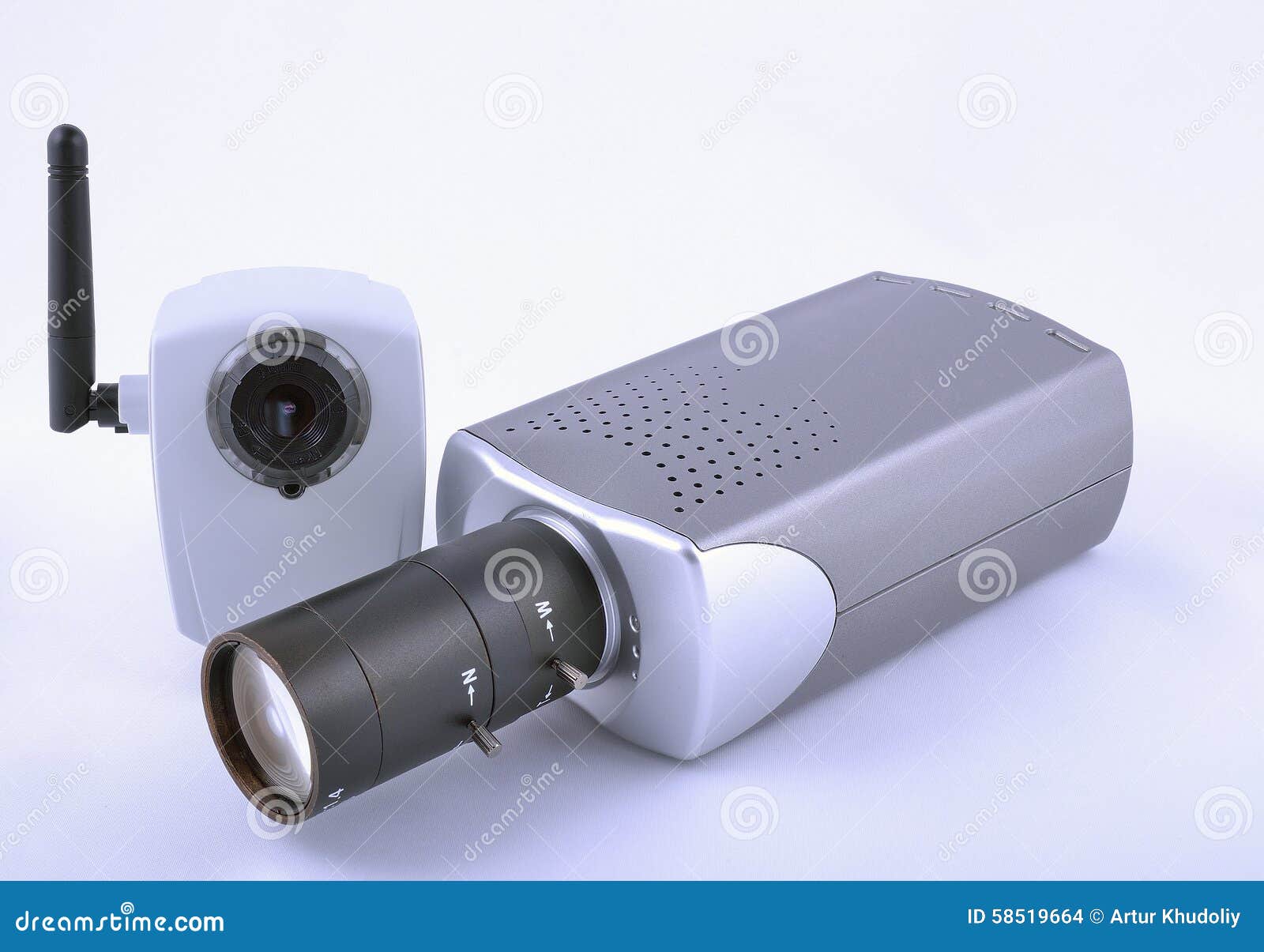 Two IP video cameras stock photo. Image of surveillance - 58519664