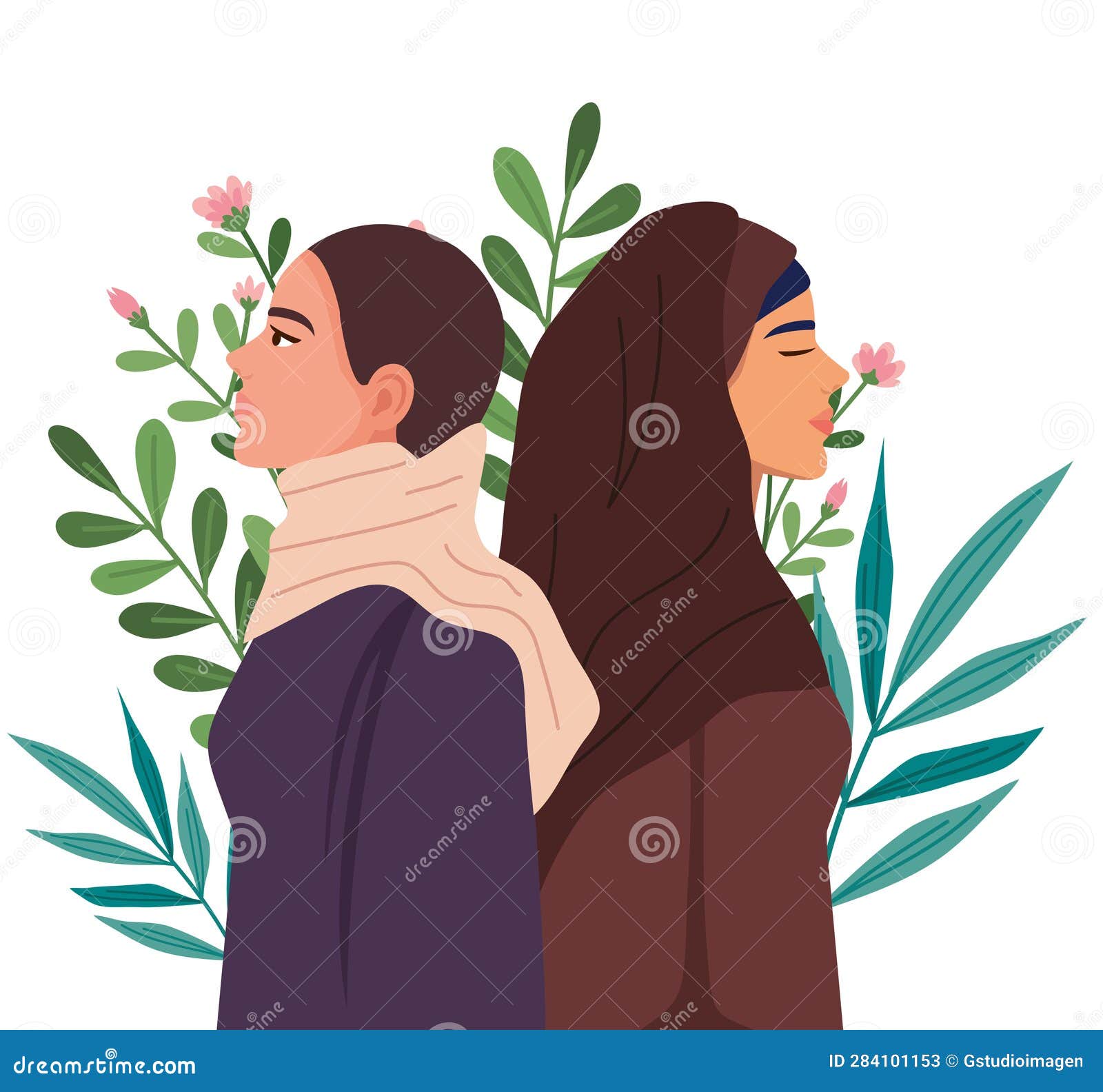 Two Iranian Women Characters Stock Vector - Illustration of islamic ...