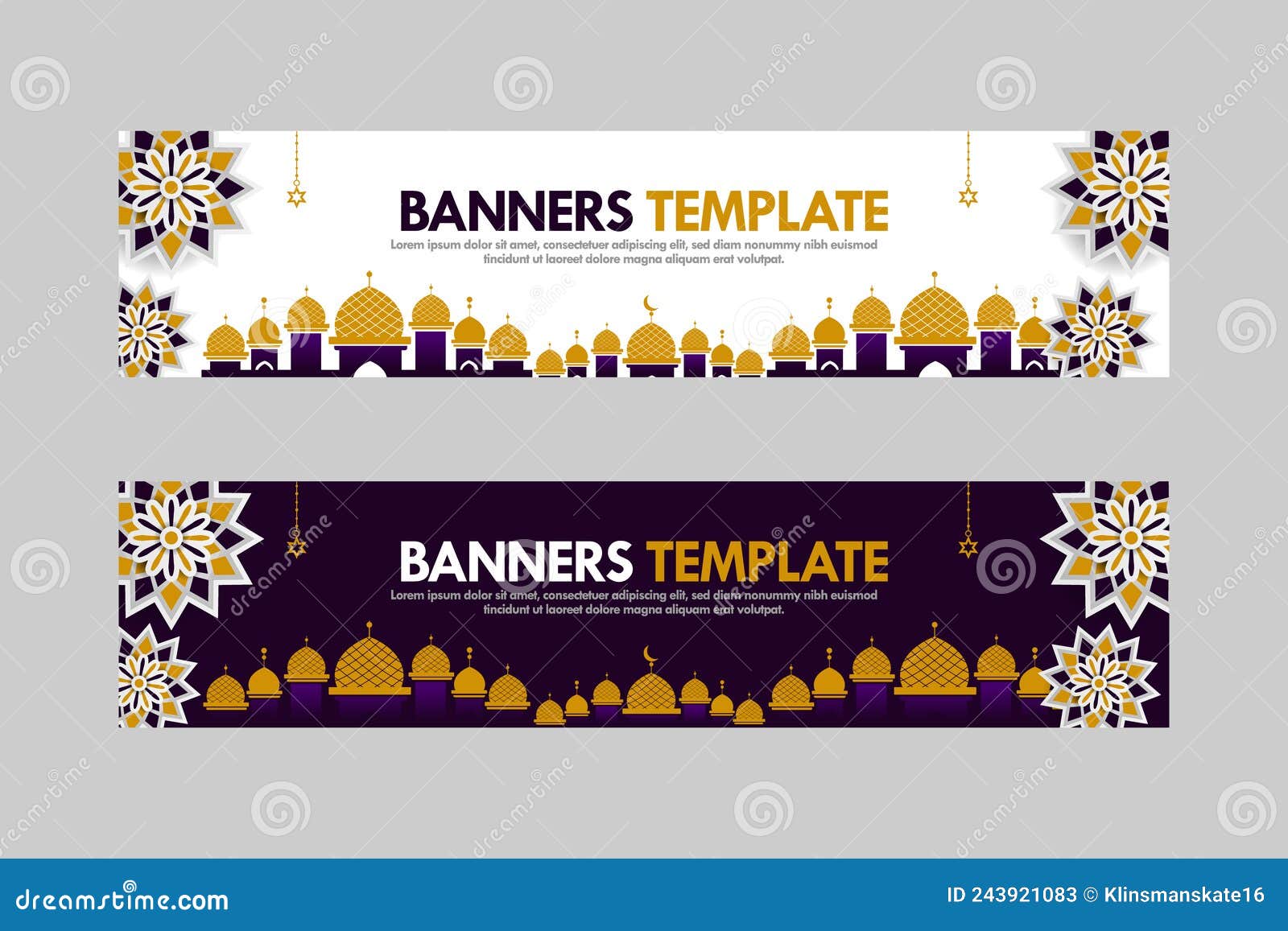 Set Of Islamic Banners With Arabesque. Vector Illustration. Banner ...
