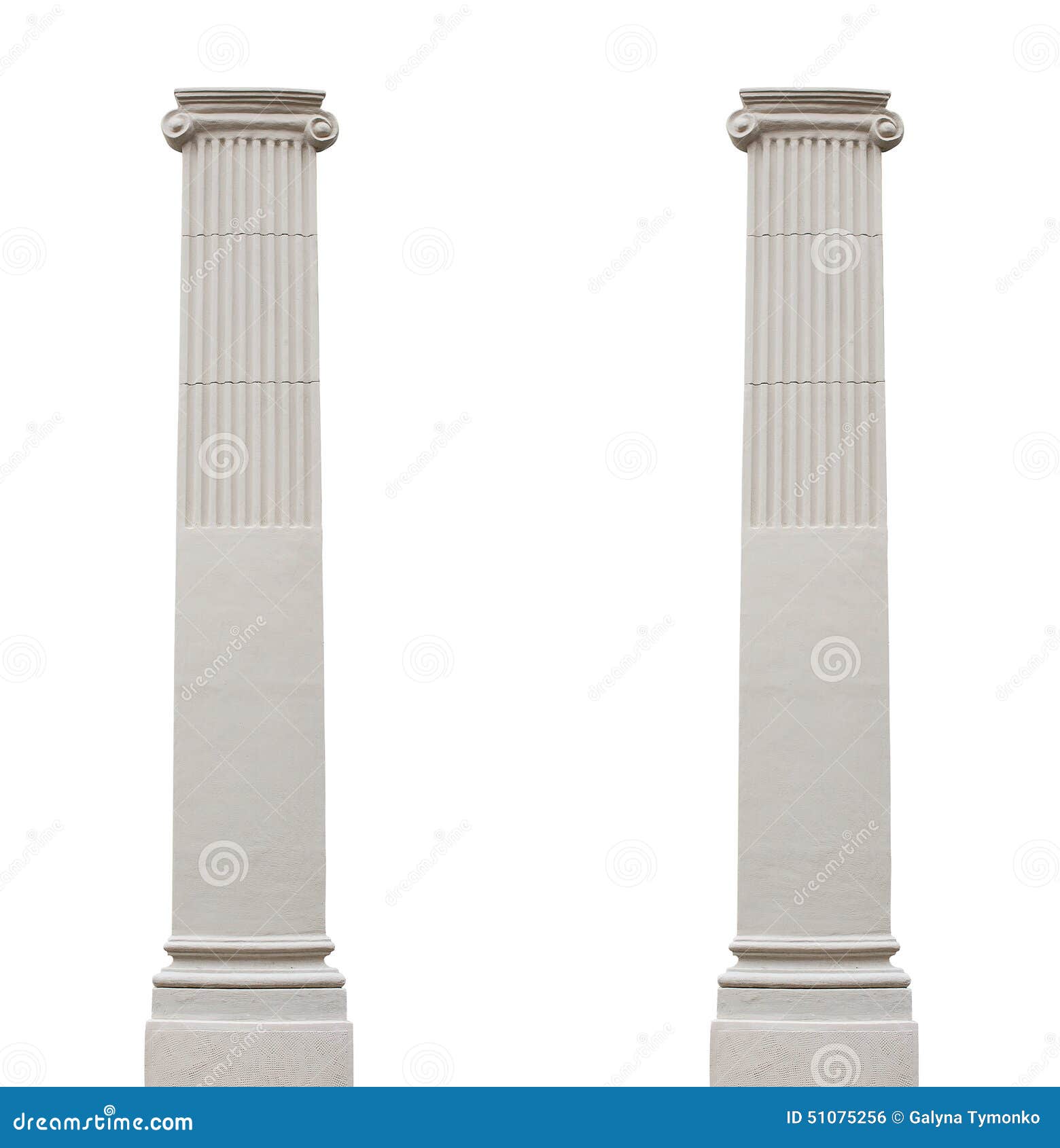 Two Isolated Architectural Columns on a White Background Stock Photo ...