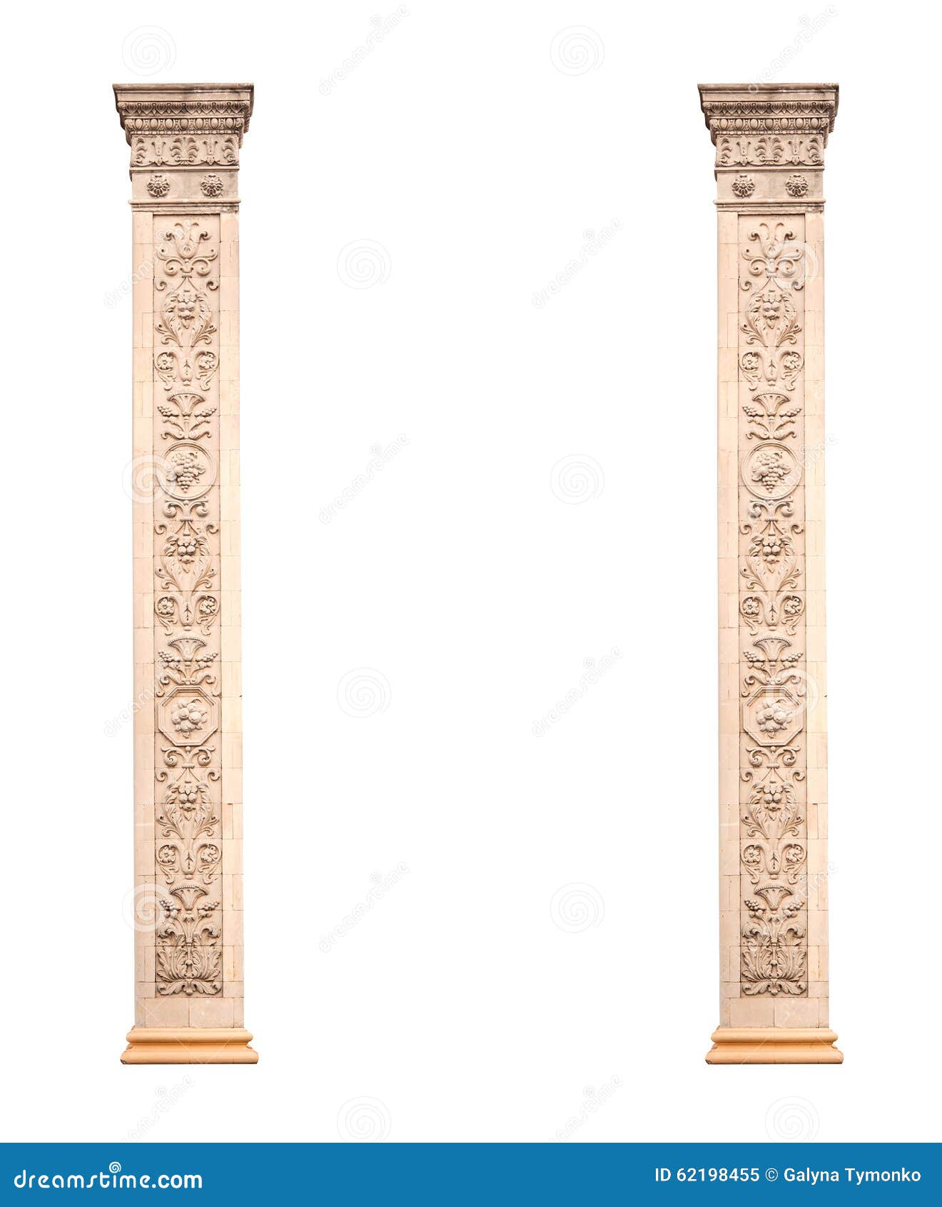 Two Isolated Architectural Columns on a White Background Stock Image ...