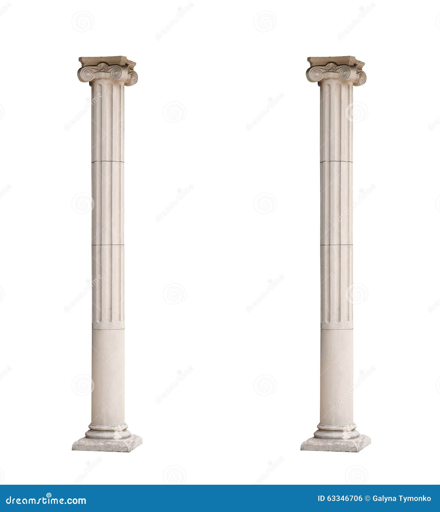 Two Isolated Architectural Columns on a White Background Stock Photo ...