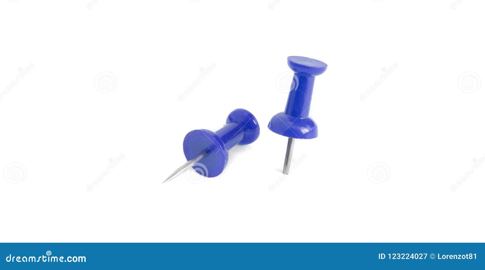 Two Isolated Blue Push Pins in White Background Stock Image - Image of ...