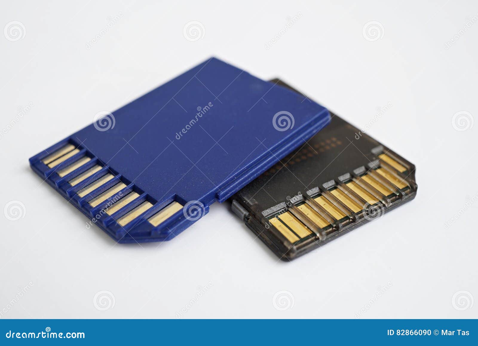 Two Isolated Plastic Blue and Black Compact Memory Card SD Card ...