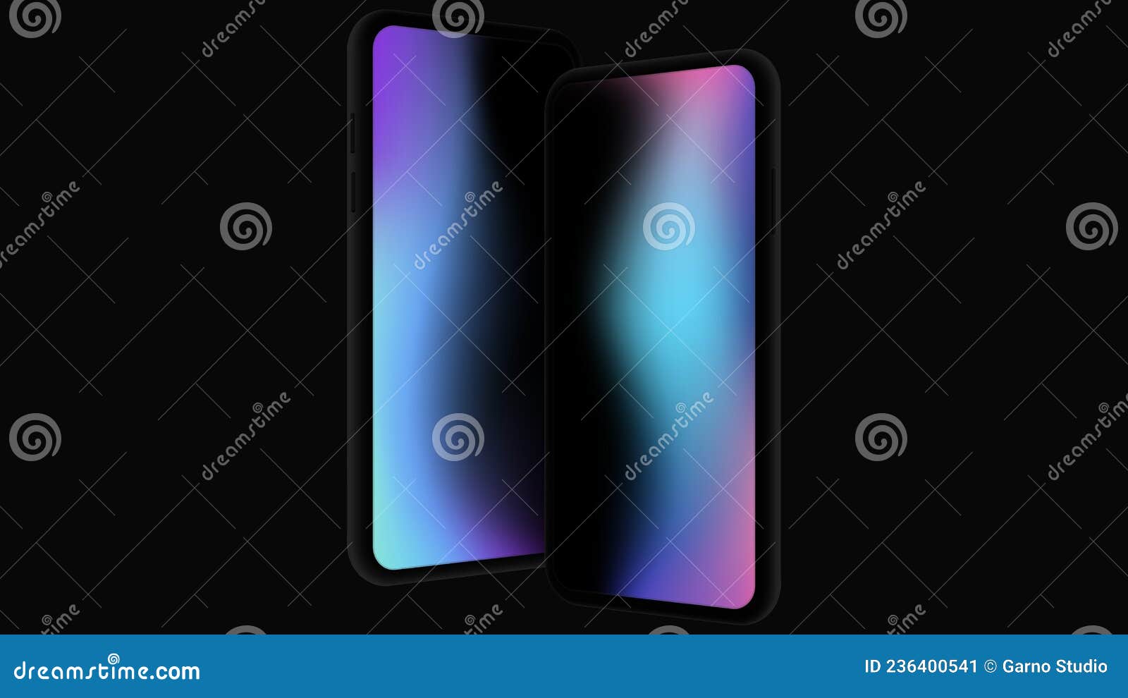 Two Isolated Smartphones with Gradient Screen Stock Vector ...