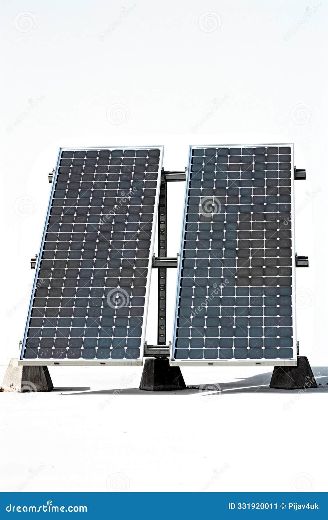 Two Isolated Solar Panels Standing in the Sunlight on White Background ...