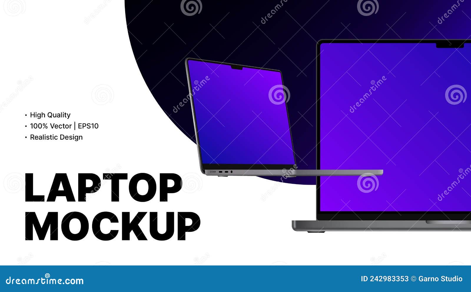 Two Isometric Laptops with Editable Screens Mockup. Simple Banner ...