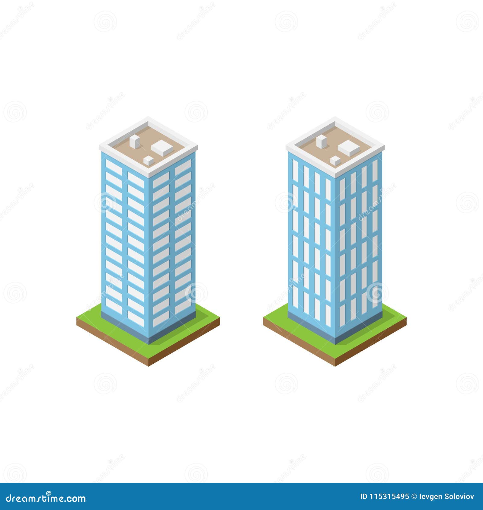 Two isometric towers stock vector. Illustration of element - 115315495