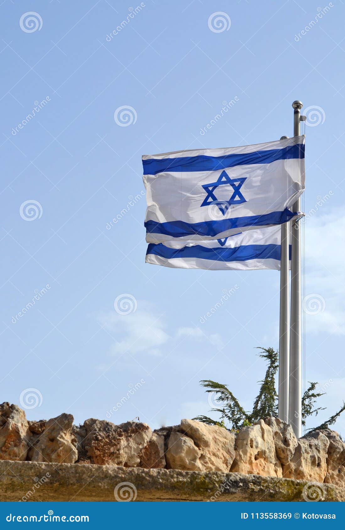 Two Israeli flags stock image. Image of symbol, star - 113558369