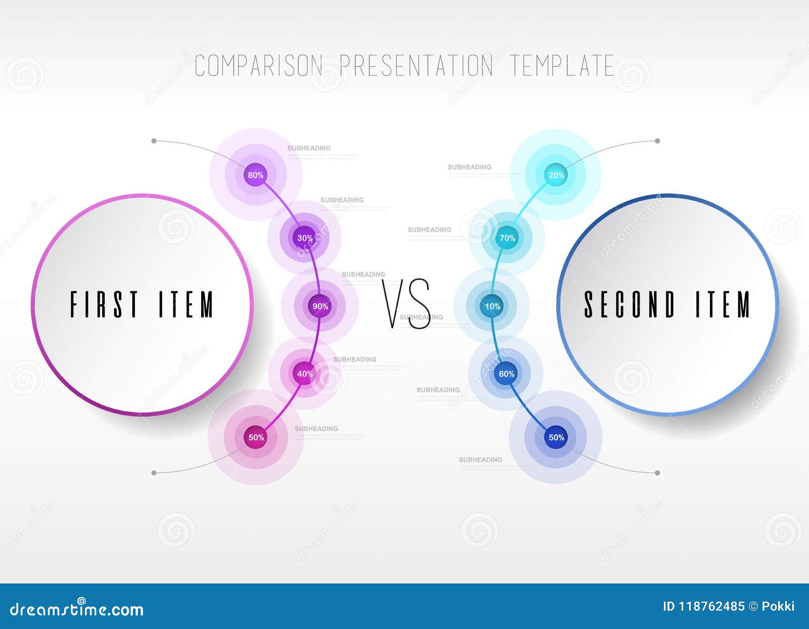 Two Items Comparison Vector Template with Circles. Stock Vector ...