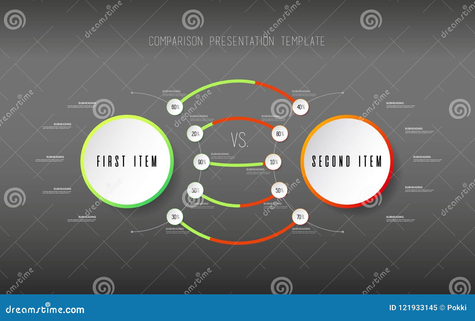 Two Items Comparison Vector Template with Circles. Stock Vector ...