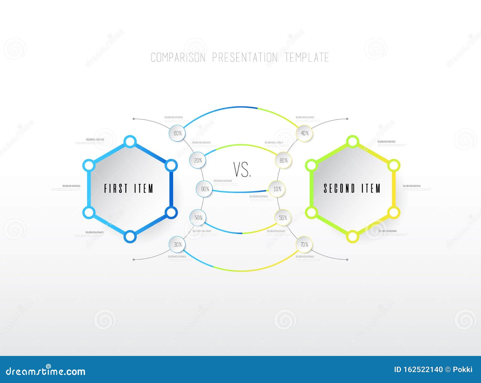 Two Items Comparison Vector Template with Hexagons Stock Vector ...