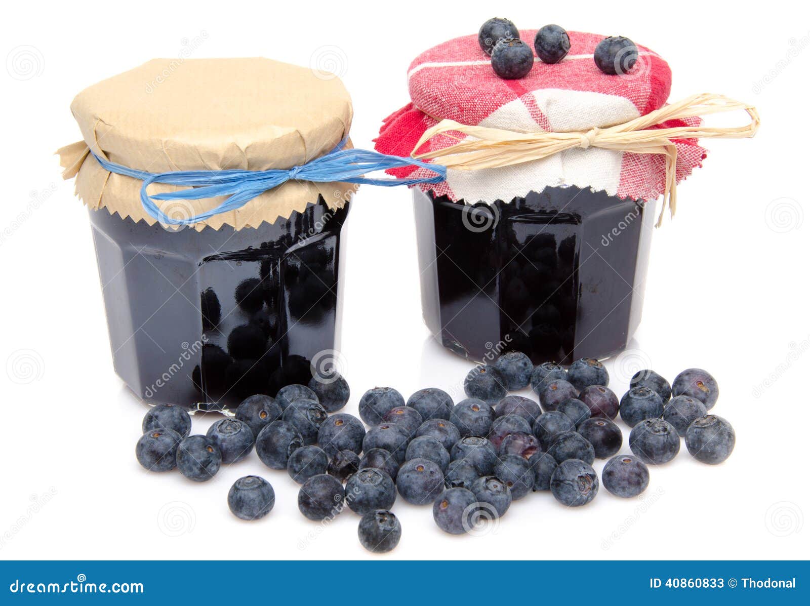 Two Jars of Blueberry Jam with Fresh Blueberries Stock Image - Image of ...
