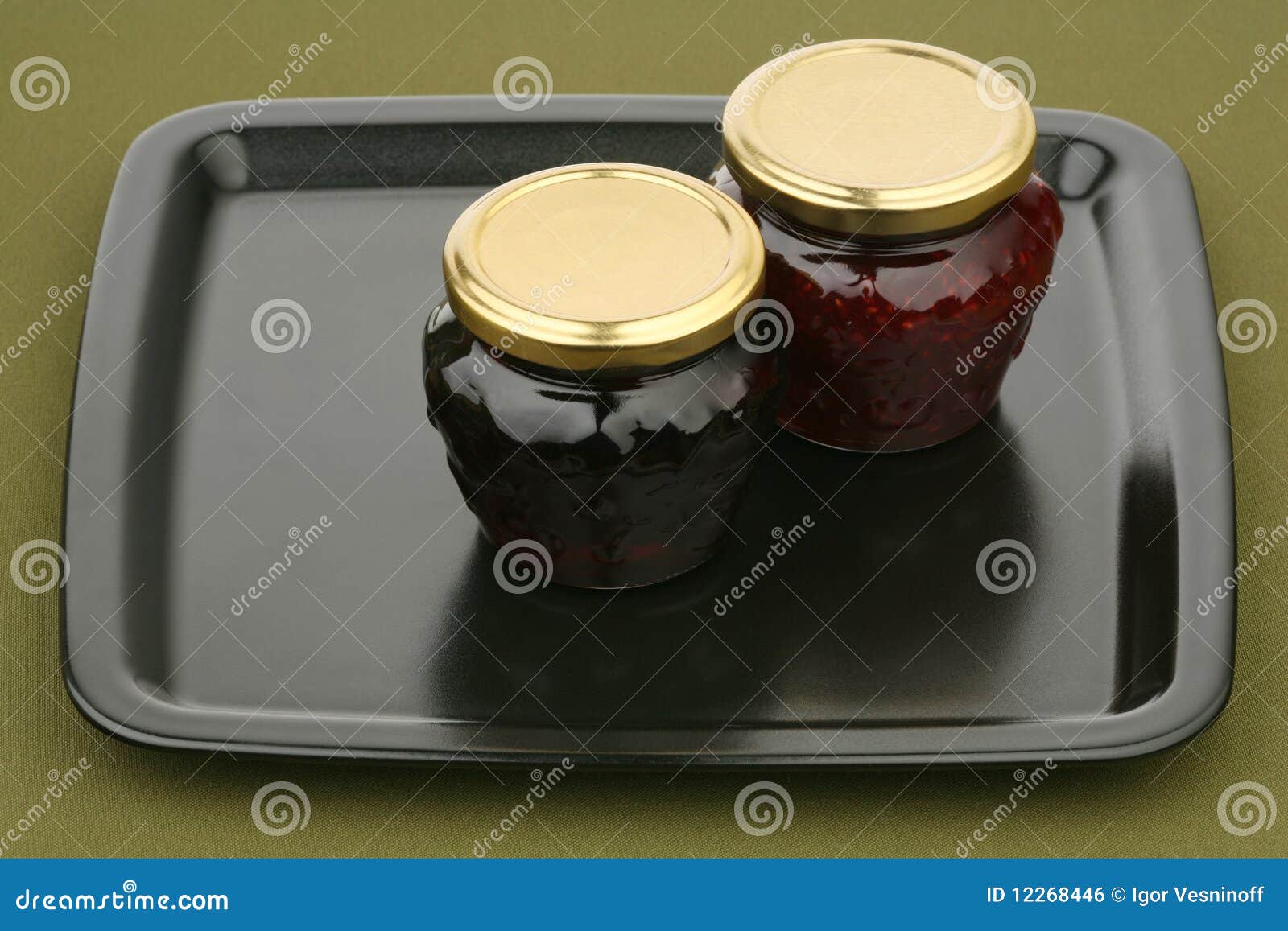 Two jars of jam stock photo. Image of tray, gold, meal - 12268446