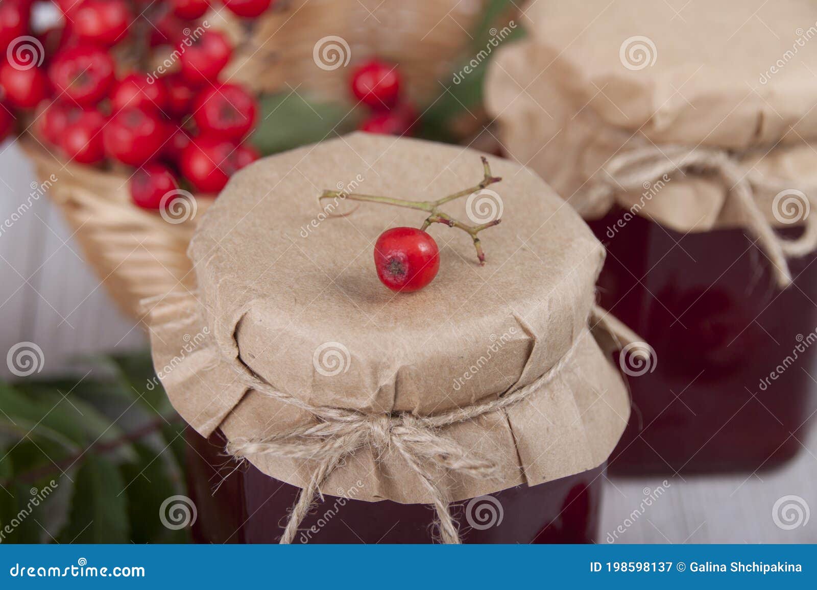 Two Jars with Red Rowan Jam Stock Image - Image of purple, vegetarian ...