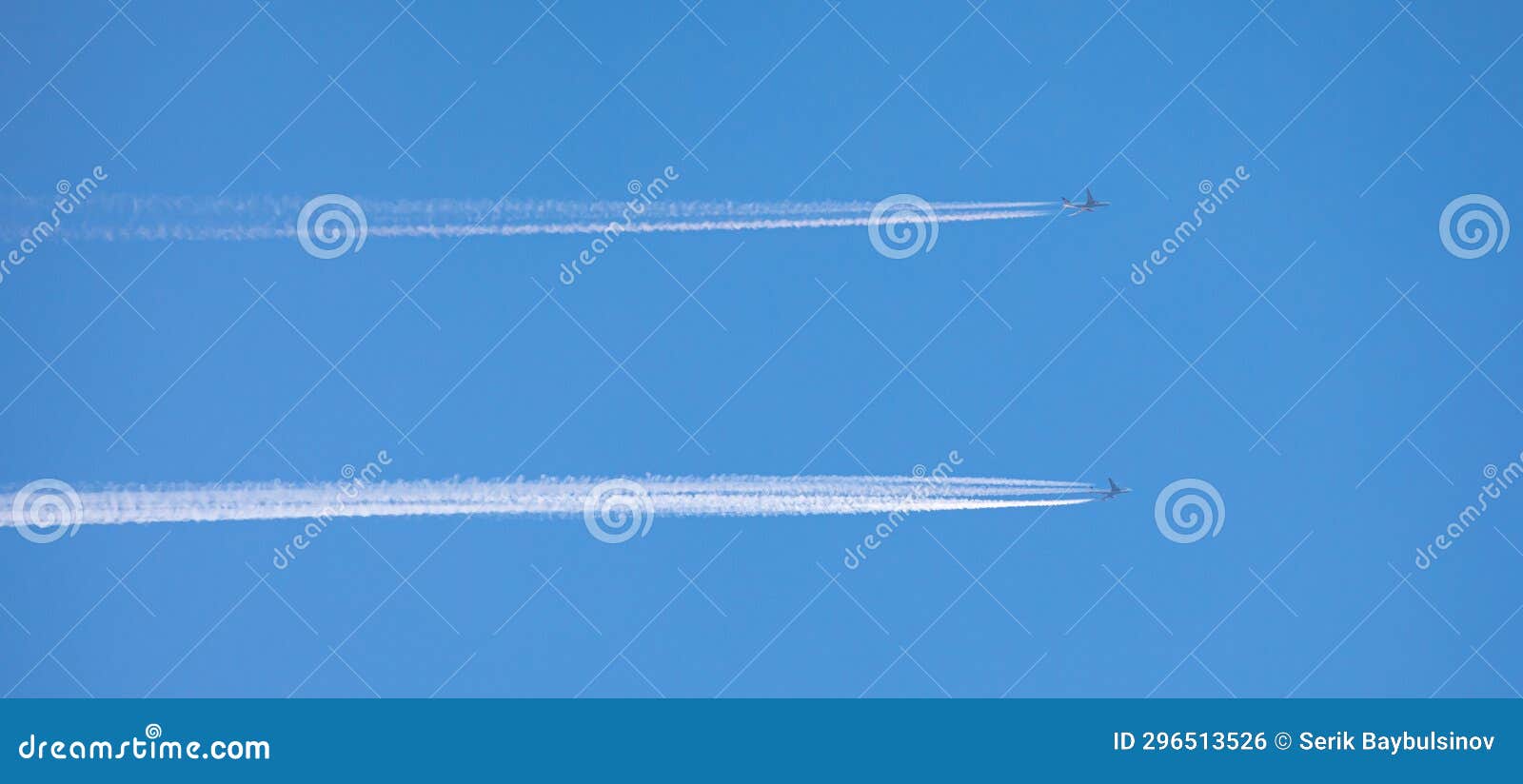 Two Jet Planes in the Sky,double Track Stock Photo - Image of speed ...