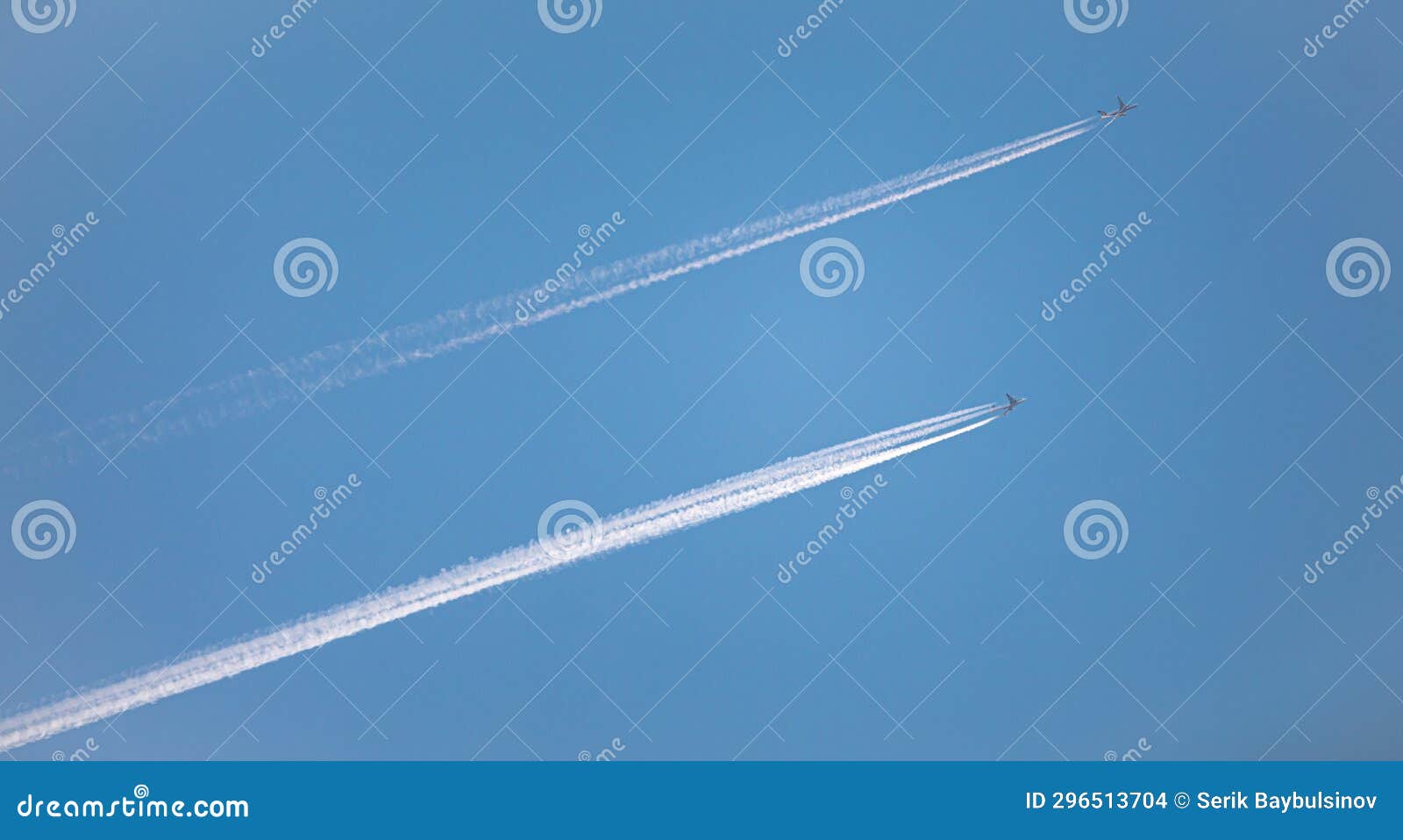 Two Jet Planes in the Sky,double Track Stock Photo - Image of airliner ...
