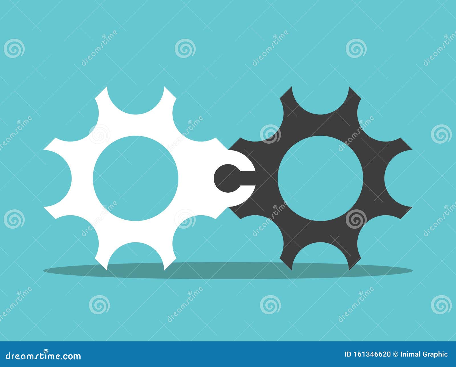 Two jigsaw cog wheels stock vector. Illustration of partnership - 161346620