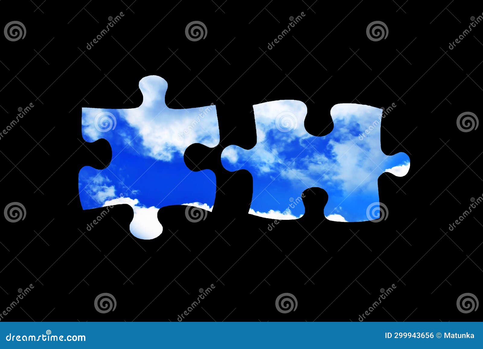 Two Jigsaw Puzzle Pieces with Blue Sky Stock Photo - Image of company ...