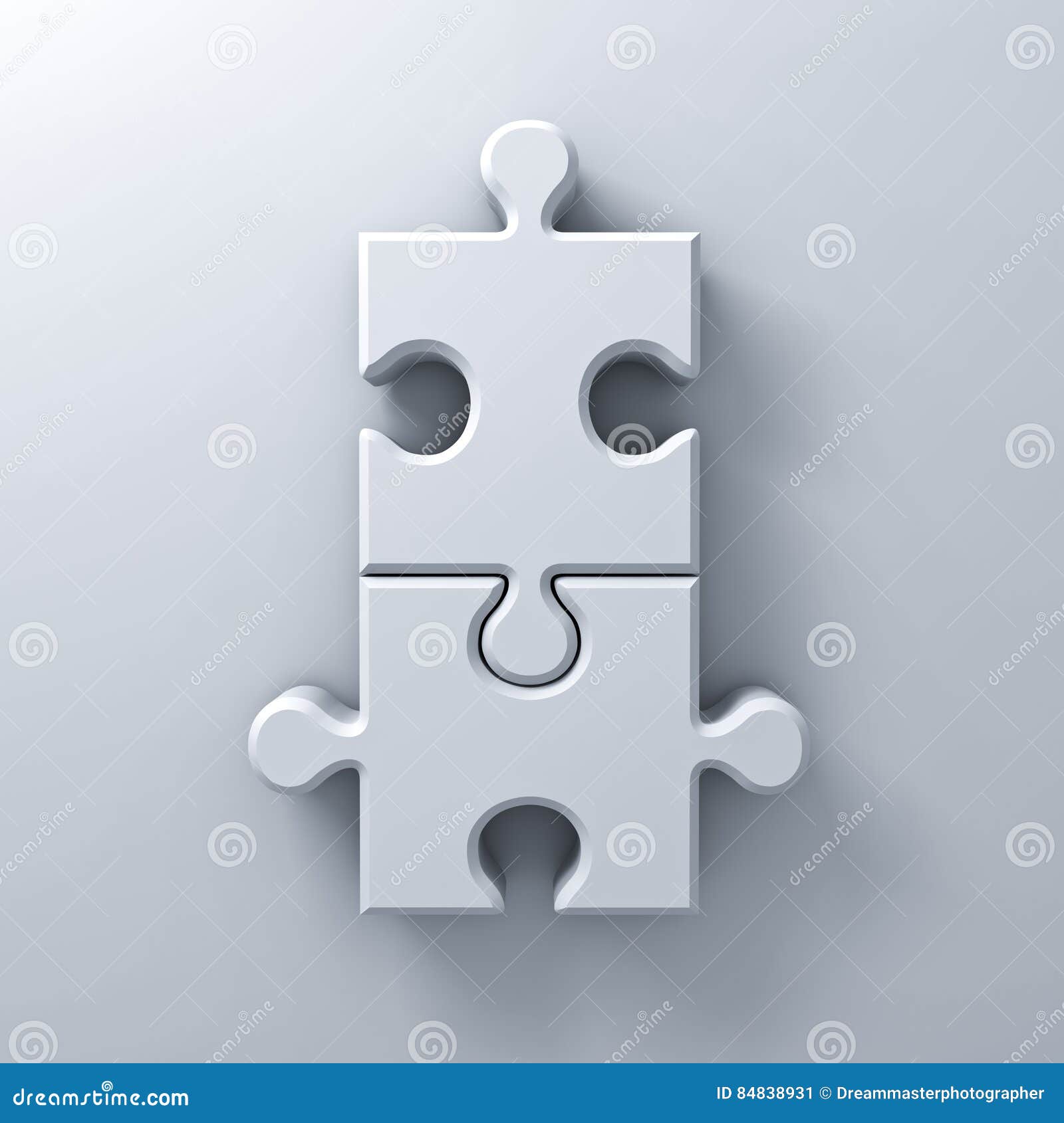 Two Jigsaw Puzzle Pieces on White Wall Background with Shadow 3D ...