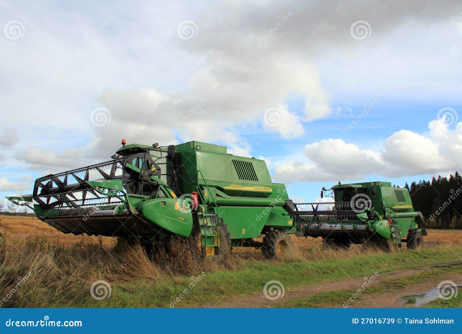 Two John Deere Combine Harvesters by Field Editorial Stock Image ...