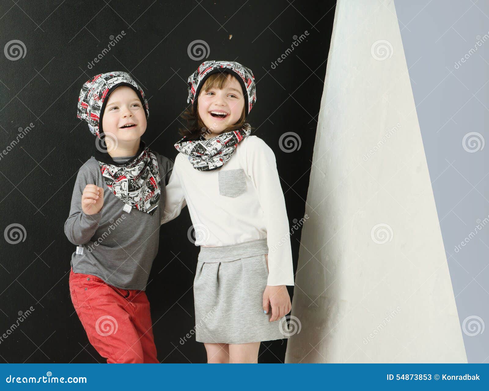 Two Joyful Children Posing Together Stock Image - Image of couple ...
