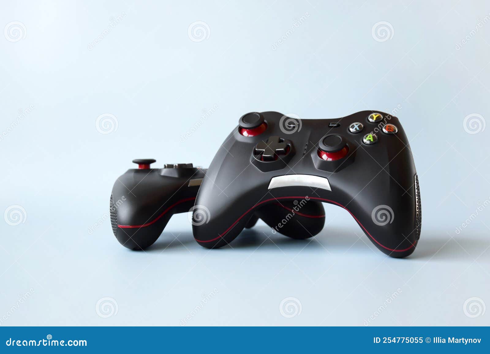 Two Joystick Gaming Controller on Light Blue Background. Minimalism ...