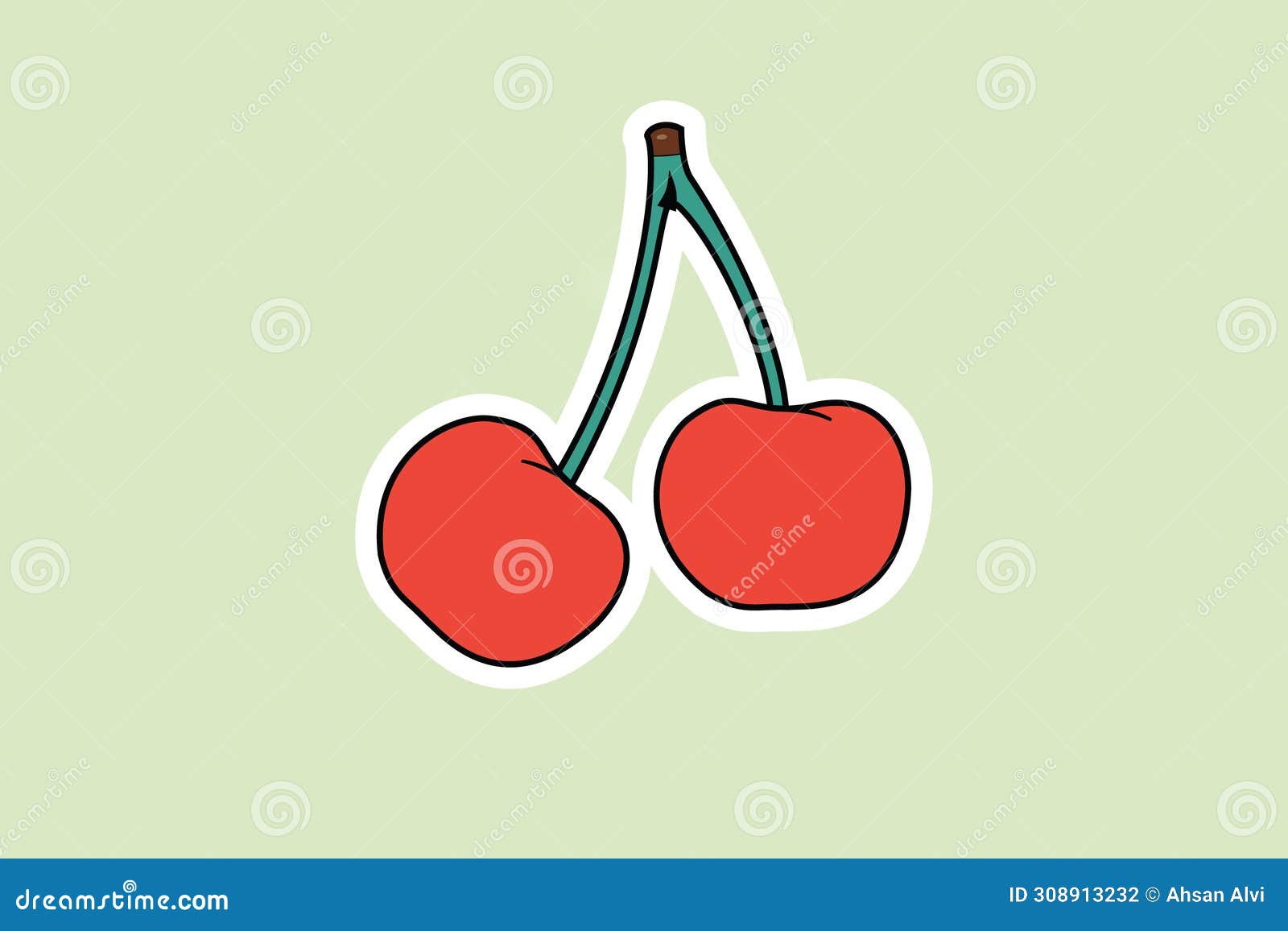 Two Juicy Red Cherries Logo Sticker Design Vector. Food Objects Icon ...
