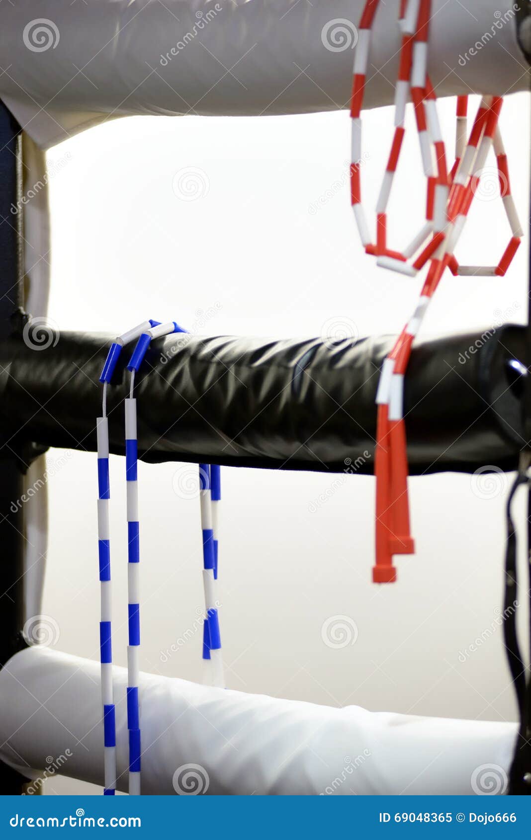 Two Jump Ropes Hang at the Corner of a Boxing Ring Stock Image - Image ...