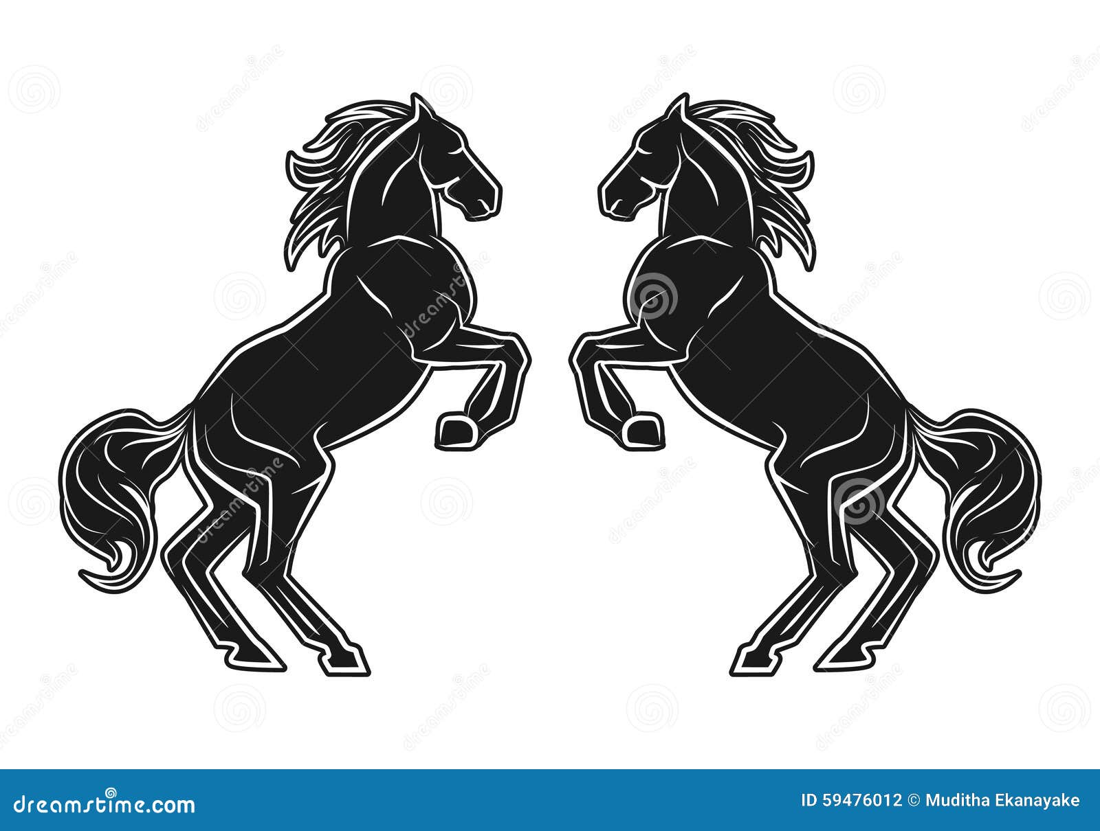 Two Rear Horses Cartoon Vector | CartoonDealer.com #15564685