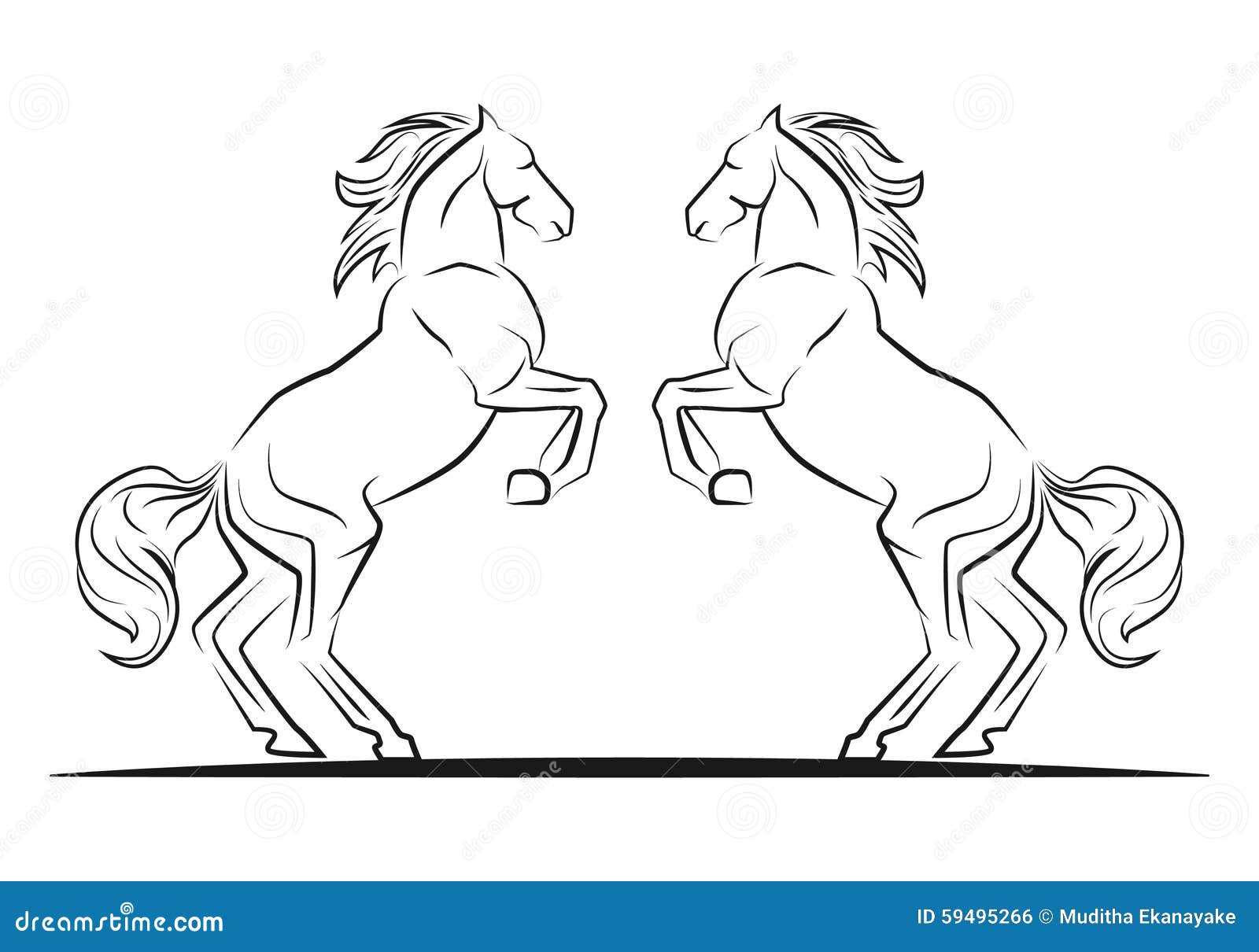 Two Rear Horses Cartoon Vector | CartoonDealer.com #15564685