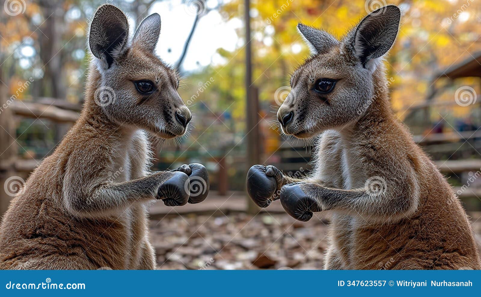 Two Kangaroos Facing Each Other Isolated On White Background. Stock ...