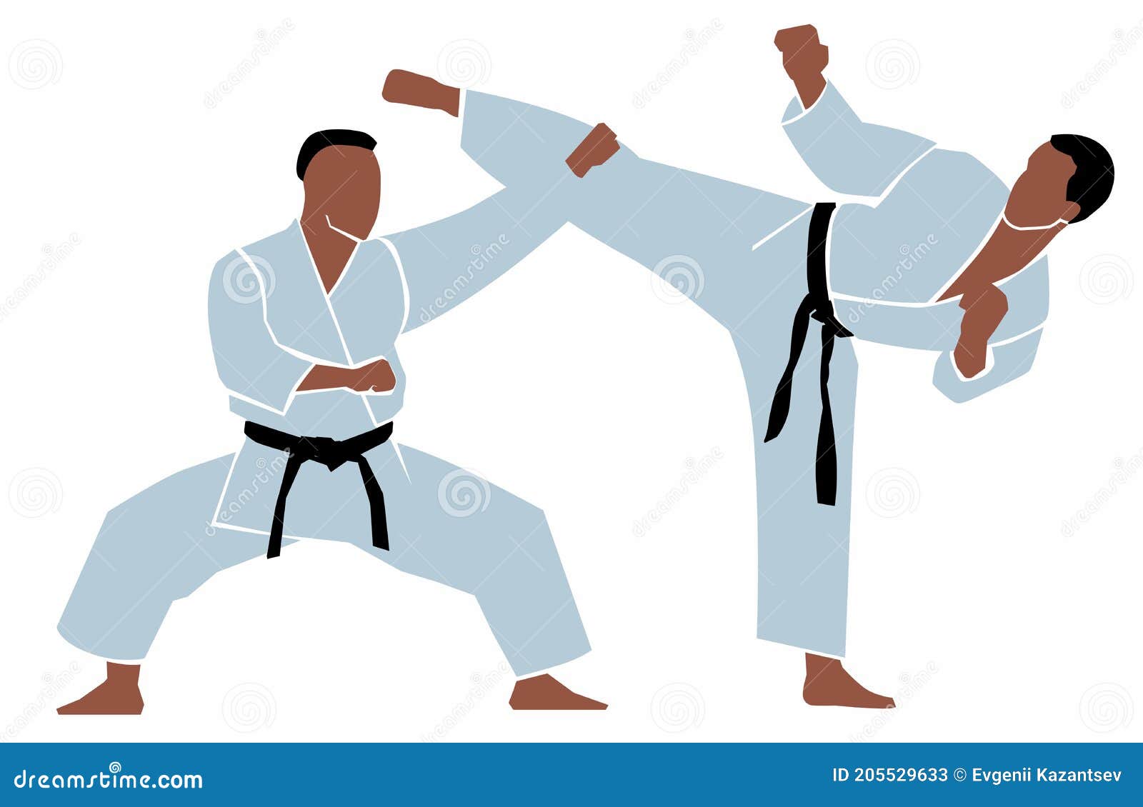 Karate Man Fighters In Kimono, Silhouette Illustration. Judo Fighters ...