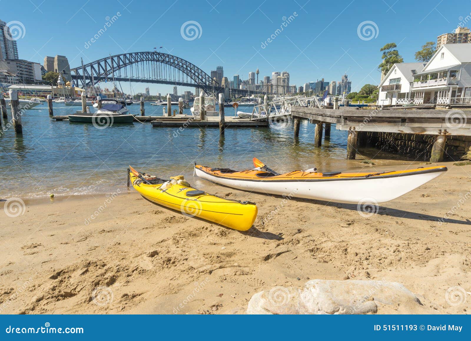 Two Kayaks on Beach Lavender Bay Editorial Stock Photo - Image of ...