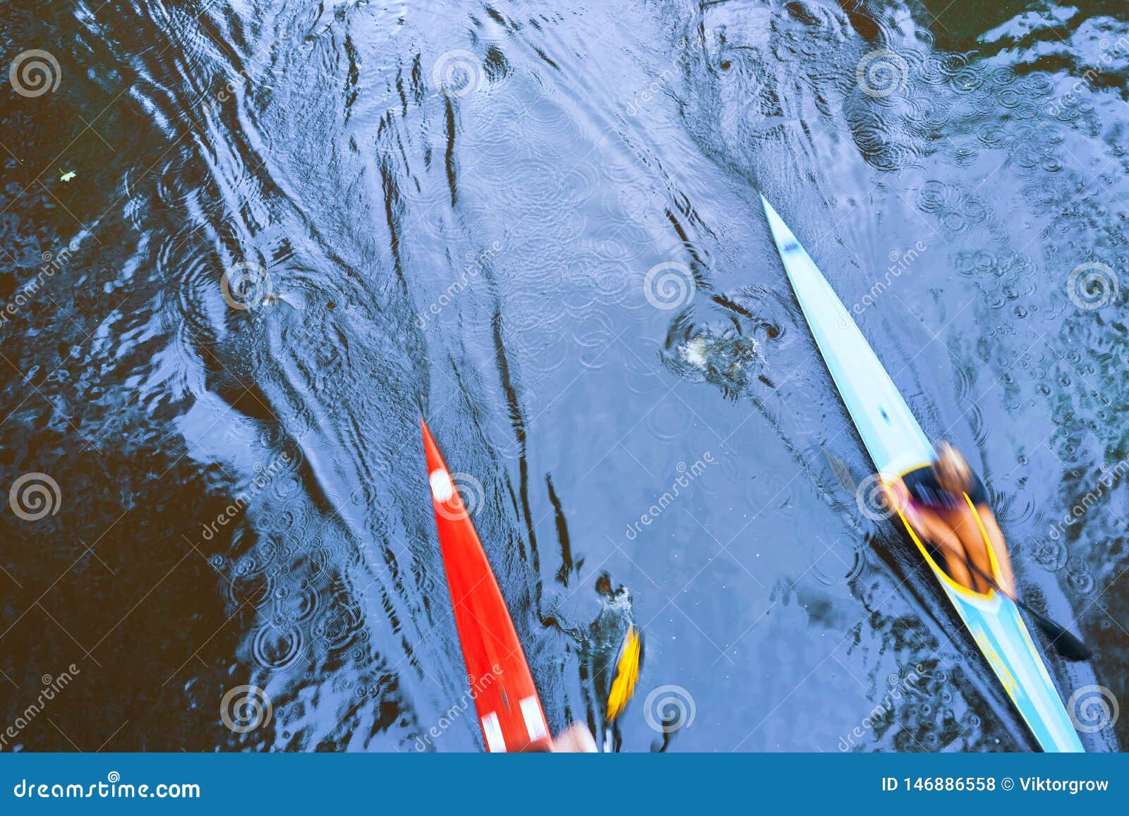 Two Kayaks on the Water with Reflection Stock Photo - Image of hands ...