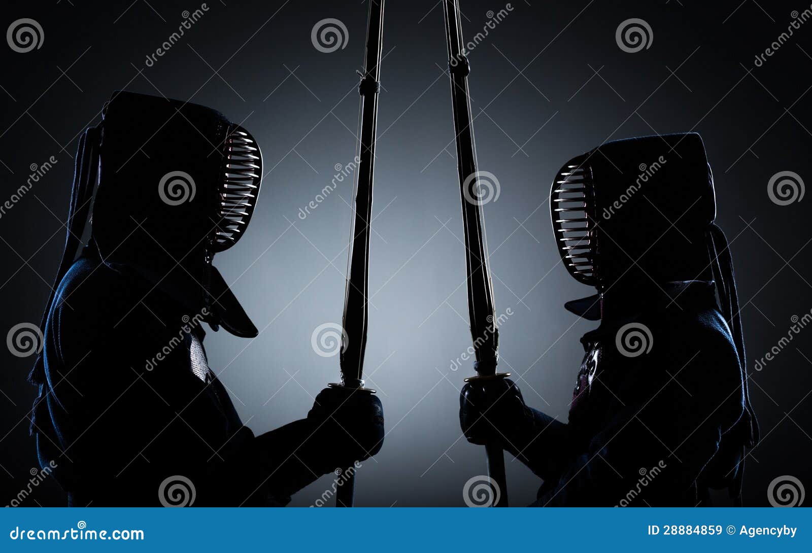 Two Kendo Fighters Opposite Each Other Stock Image - Image of grey ...