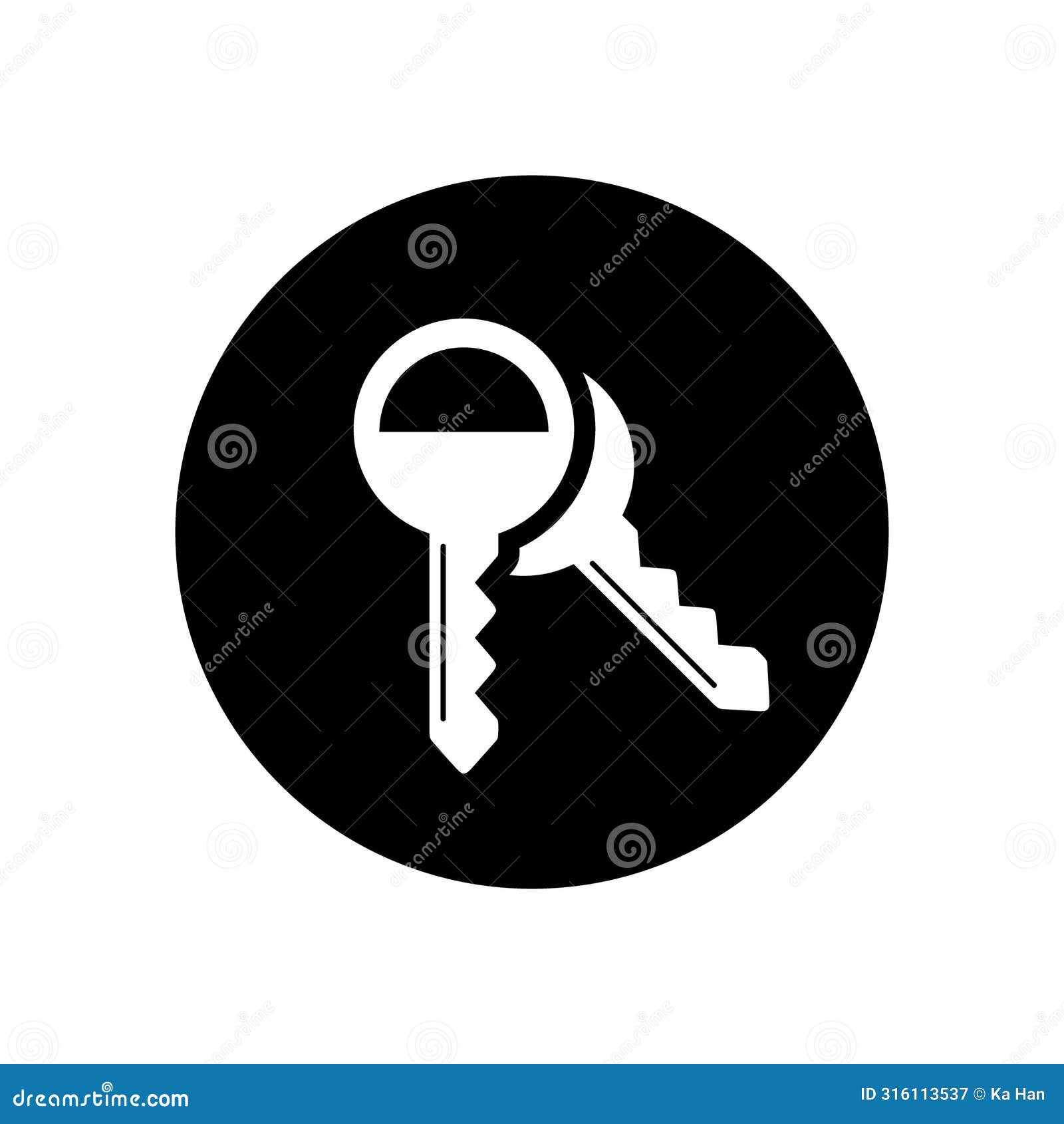 Two Key Icon on Black Circle. Activation Sign Symbol Stock Vector ...