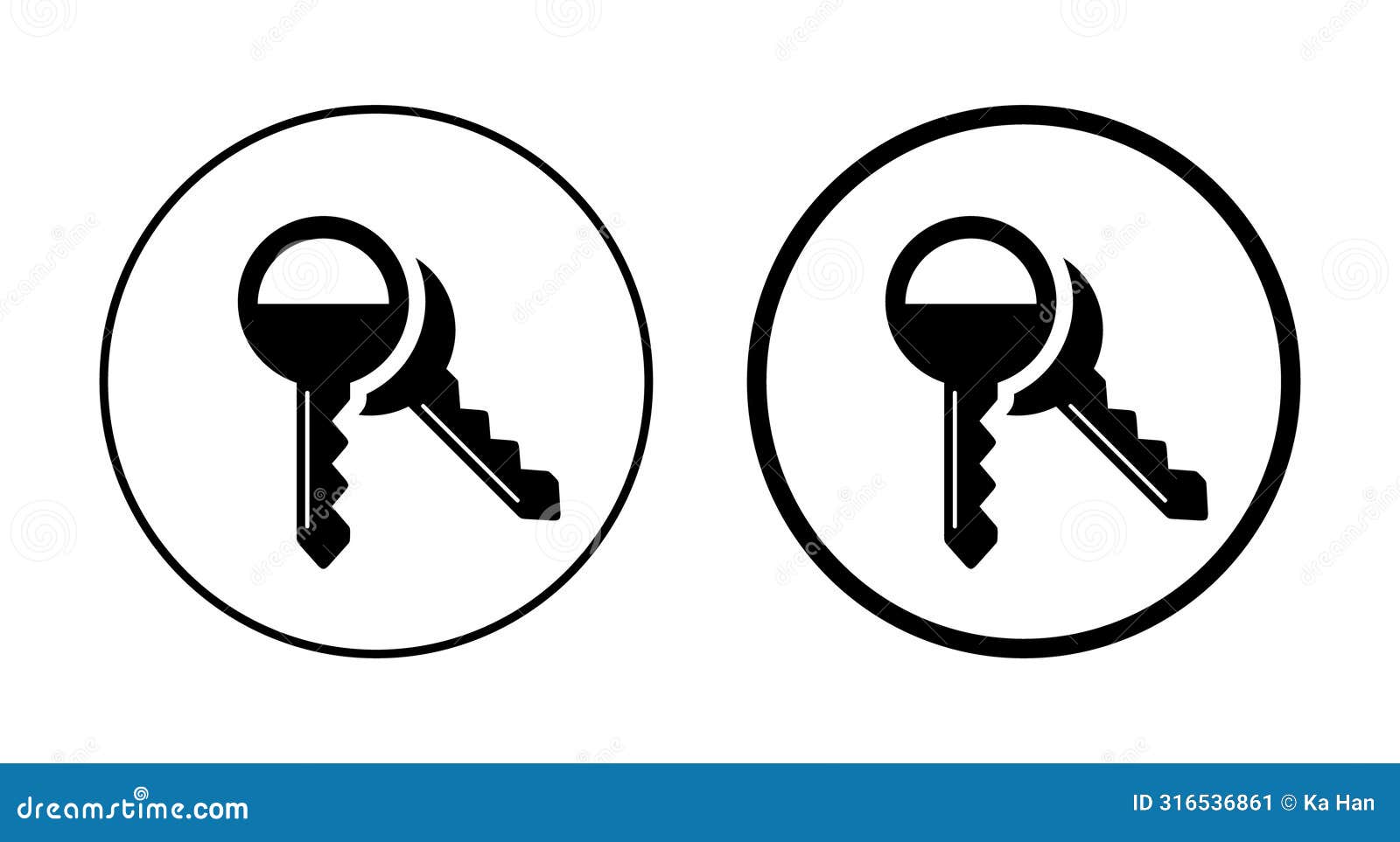 Two Key Icon on Circle Line. Activation Sign Symbol Stock Vector ...