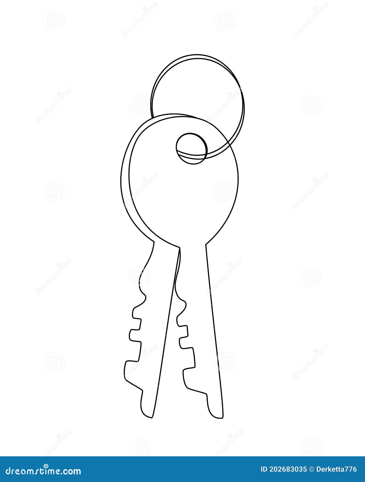 Two Keys on a Bunch, Outline Icon Symbol of Keys, Vector Illustration ...