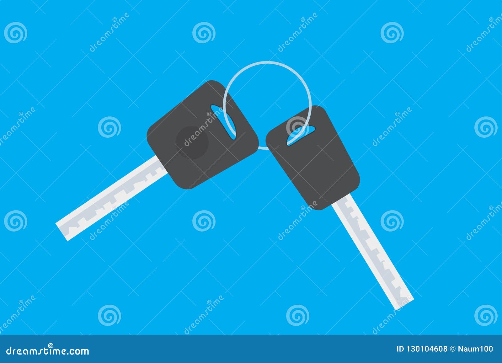 Two Keys on the Metal Ring,isolated on Blue Background Stock Vector ...