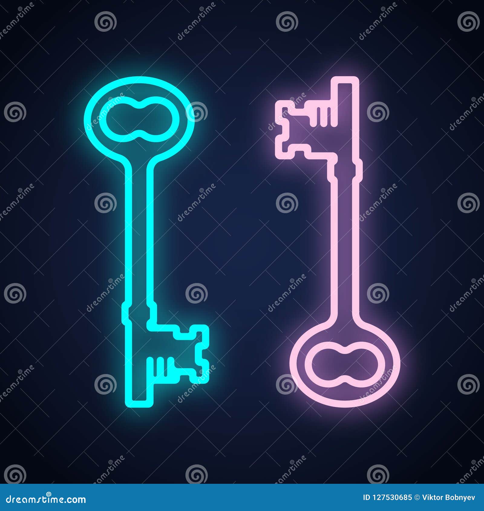 Two Keys Neon Light Design Vector Illustration Stock Vector ...