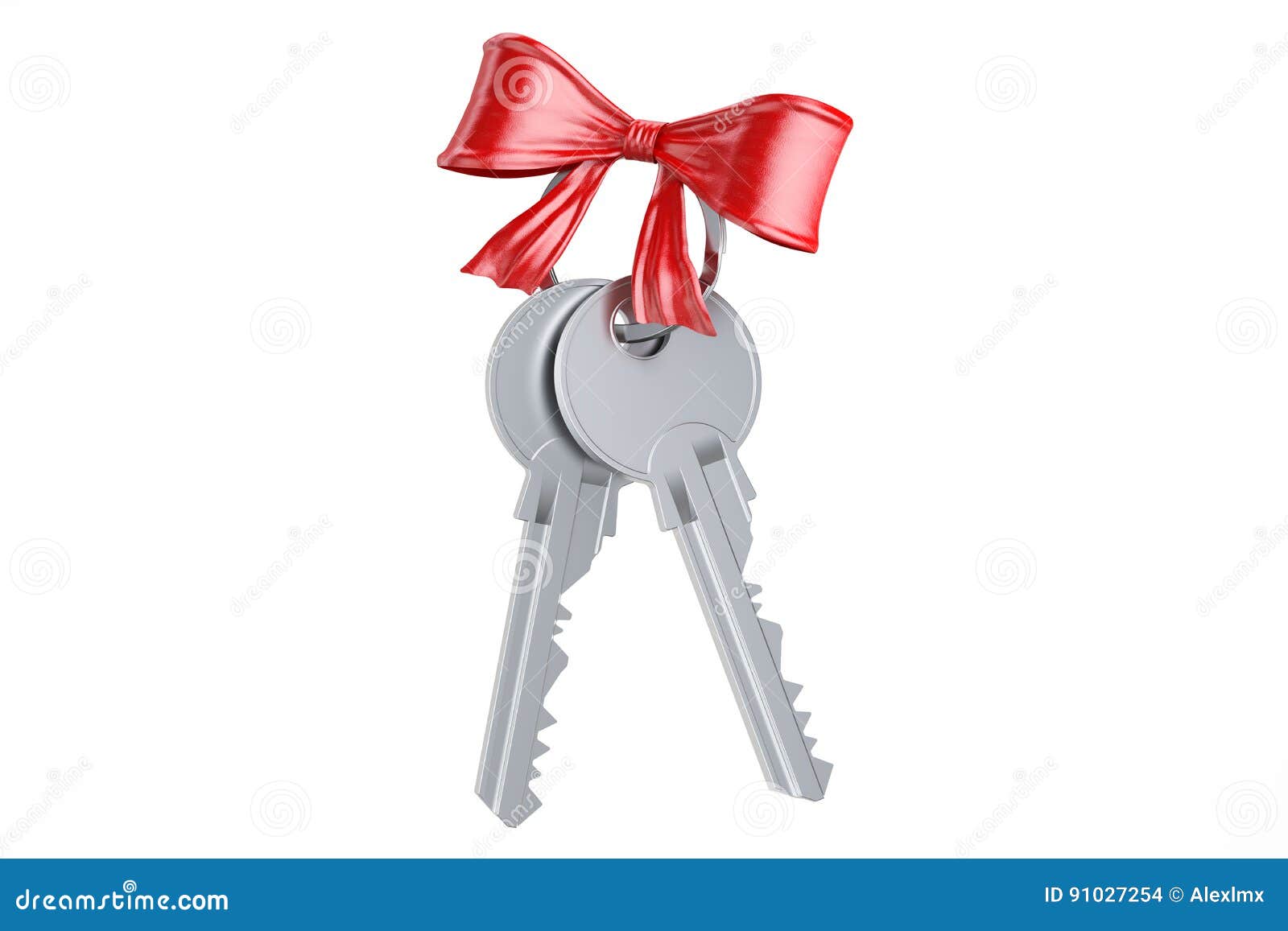 Two Keys with Red Bow, 3D Rendering Stock Illustration - Illustration ...