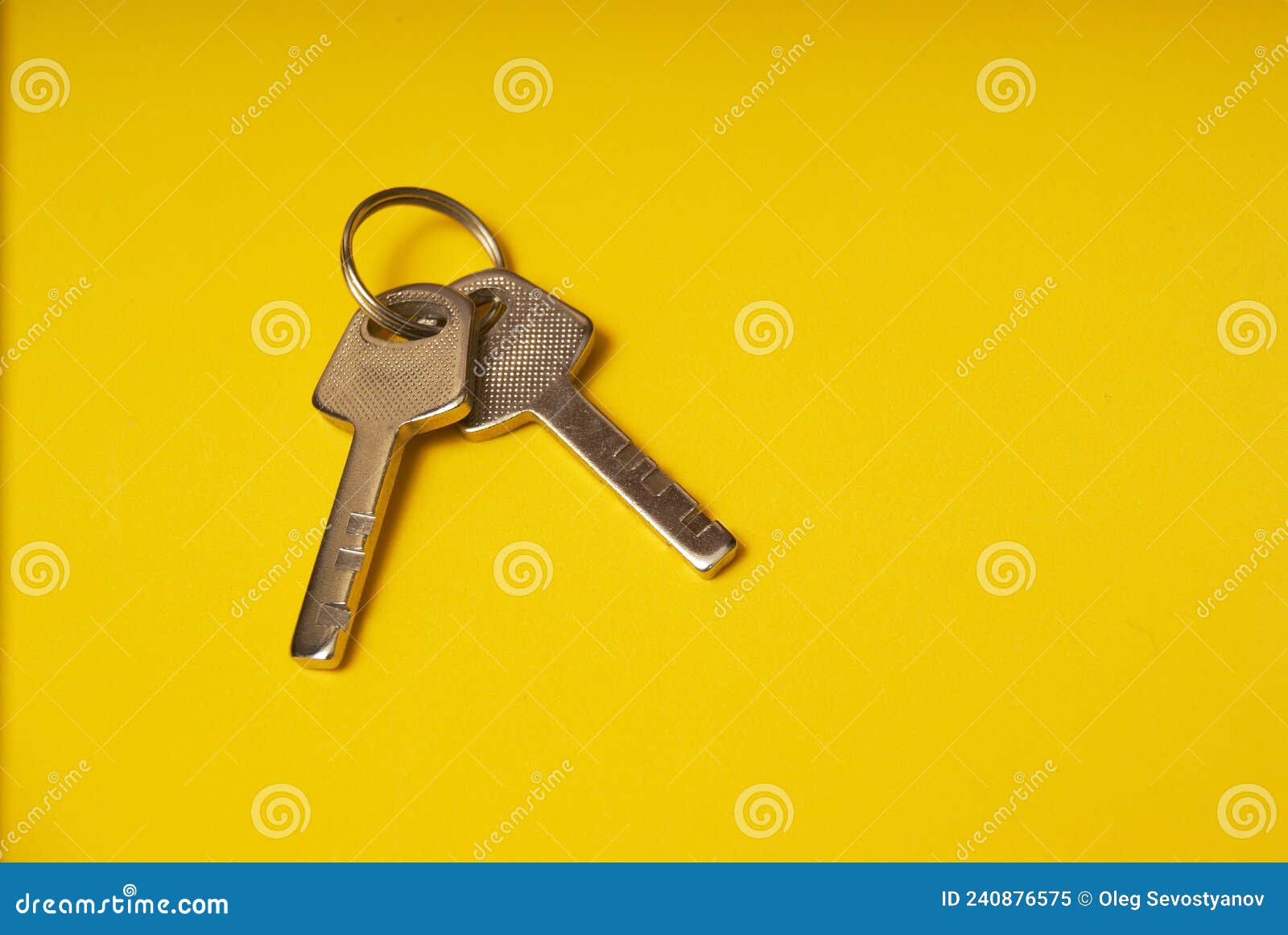Two Keys on a Yellow Background Top View Stock Image - Image of keys ...