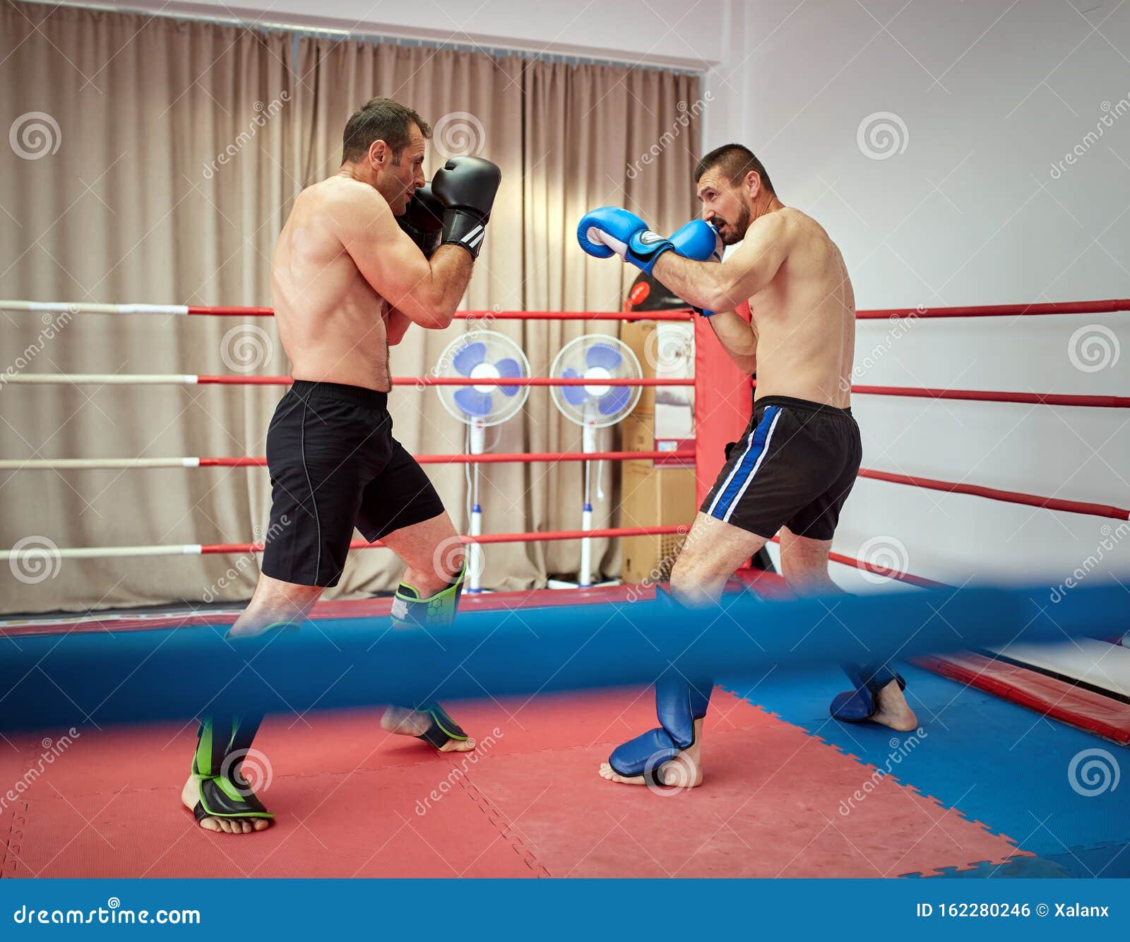 Kickboxers Sparring in the Ring Stock Photo - Image of practice ...