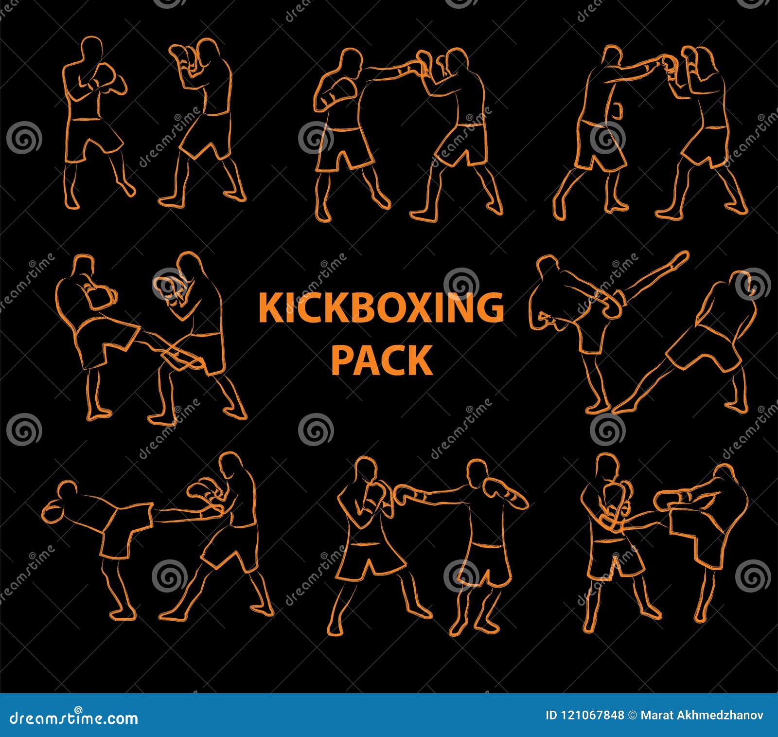 Two Kickboxing Fighters Fighting Cartoon Style Stock Vector ...