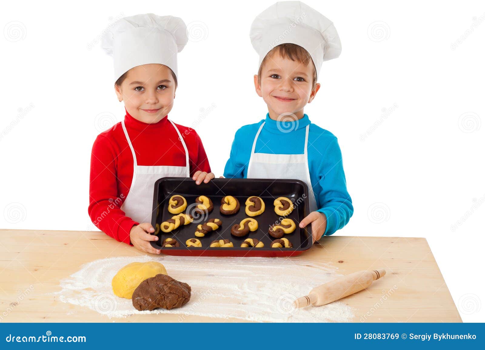 Two Kids with Baking on Oven-tray Stock Image - Image of cuisine ...
