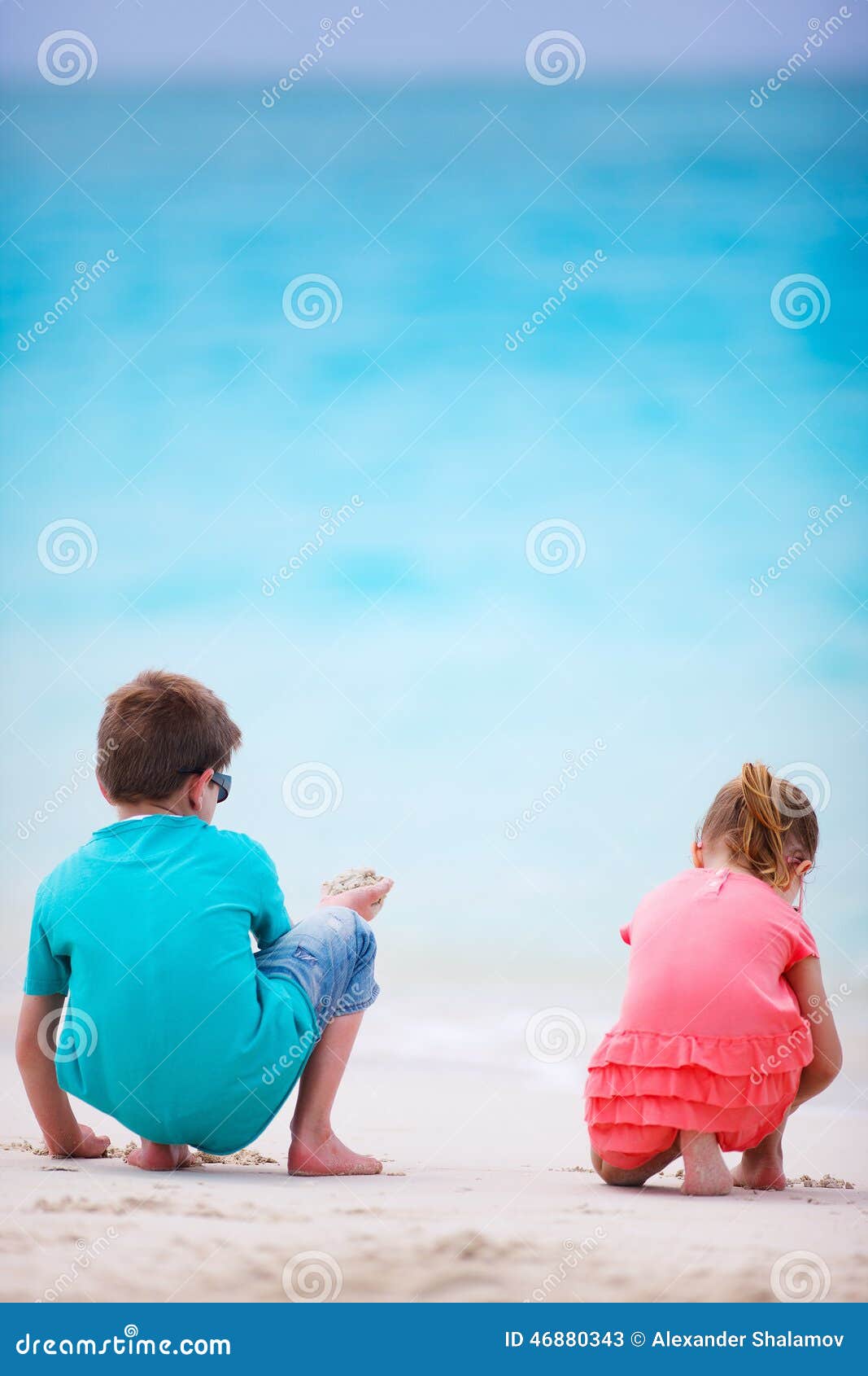 Two kids at beach stock image. Image of little, back - 46880343