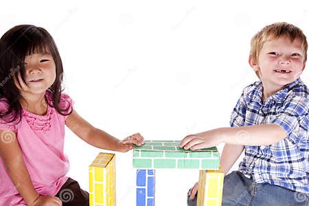 Two kids blocks stock photo. Image of child, caucasian - 16848118