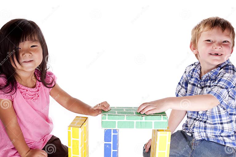 Two kids blocks stock photo. Image of child, caucasian - 16848118