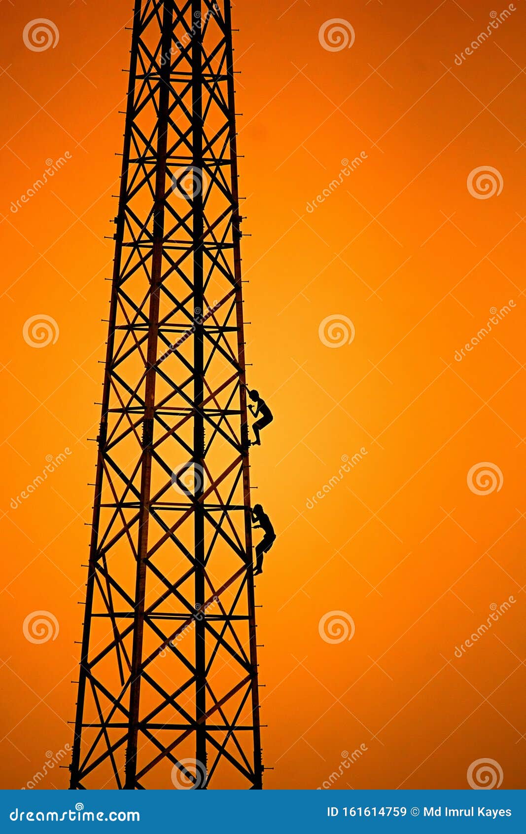 Two Kids Climbing Up on a Cellphone Tower for Adventure. Stock Image ...